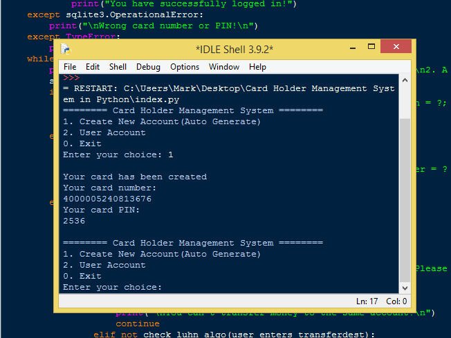 Card Holder Management System in Python Free Source Code | SourceCodester